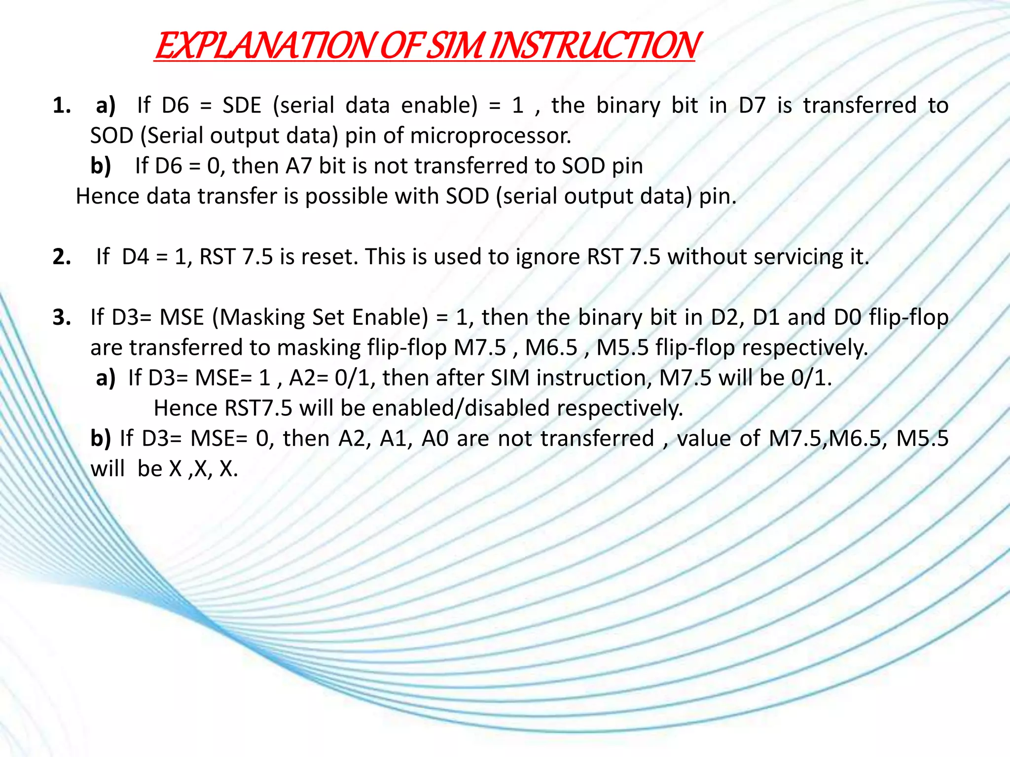 SIM Instruction use in 8085 microprocessor | PPTX
