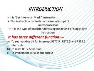 SIM Instruction use in 8085 microprocessor | PPTX