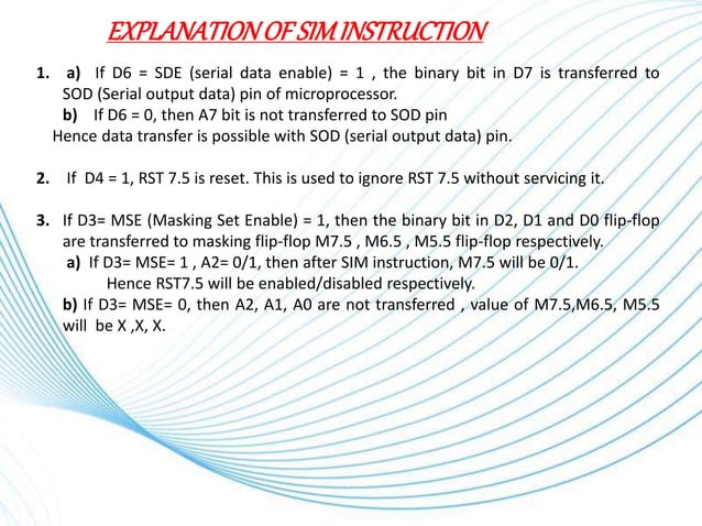 SIM Instruction use in 8085 microprocessor | PPTX | Computing ...