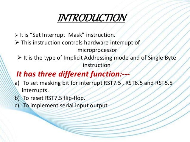 Sim Instruction Use In 8085 Microprocessor