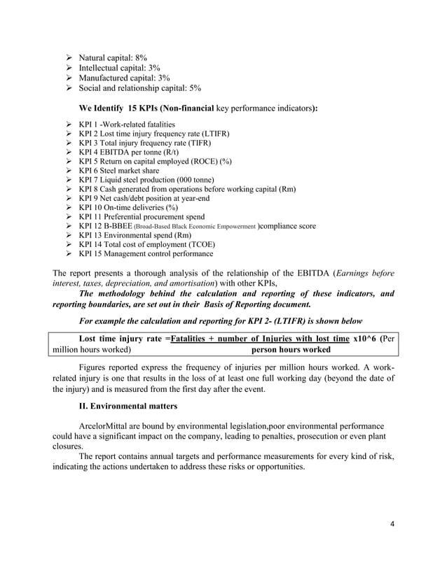 THE INTEGRATED REPORTING - Case study Arcelormittal | PDF