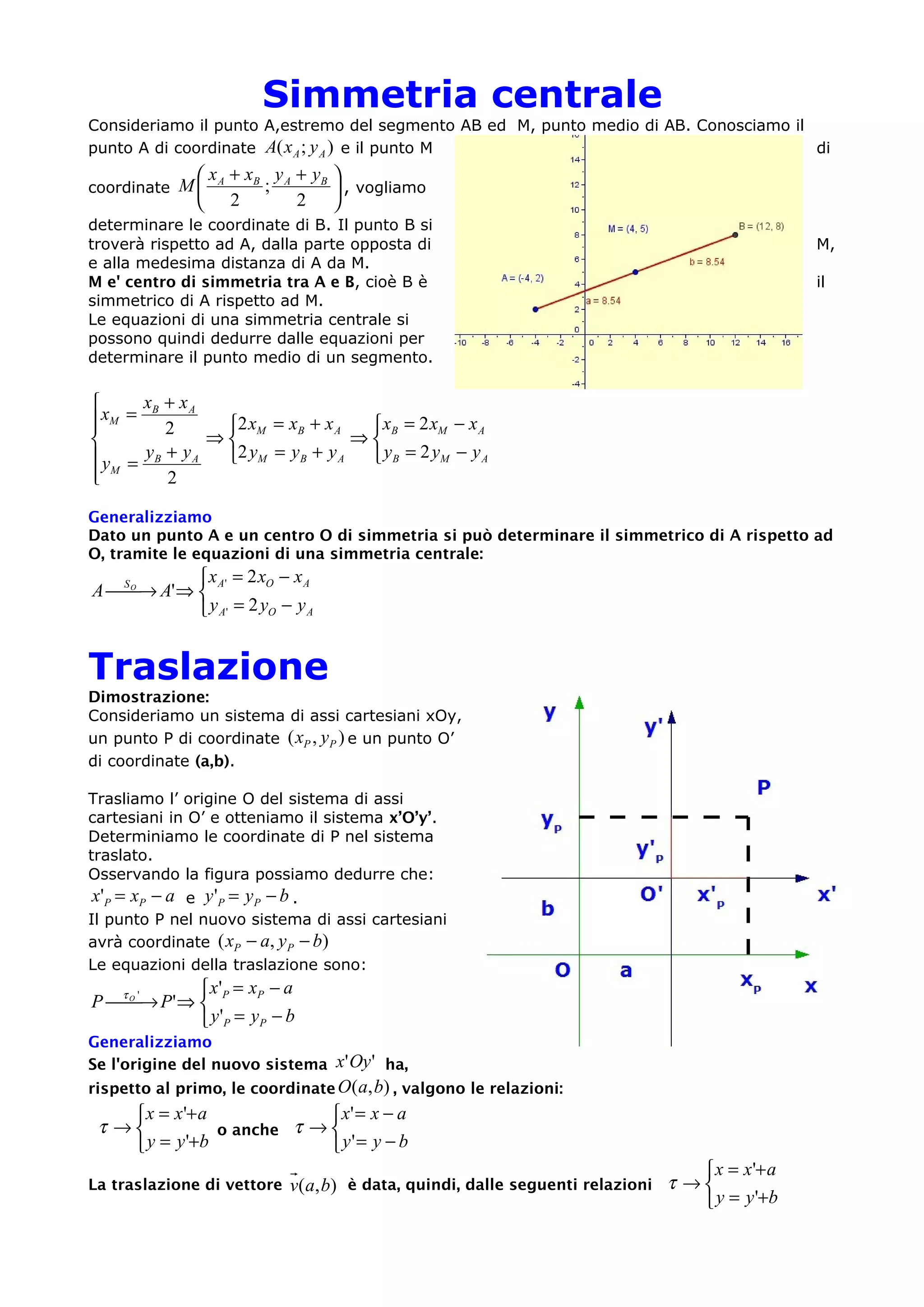 Simmetria centrale traslazione | DOC