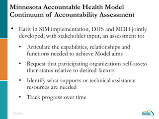Minnesota Accountable Health Model Continuum of Accountability ...