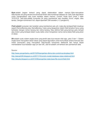 Sim, mochamad deviyana putra, hapzi ali, sistem manajemen database, umb, 2017 | PDF