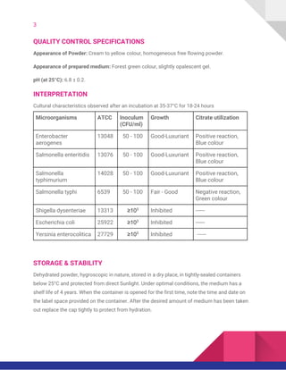 Simmons citrate agar summary and explanation | PDF