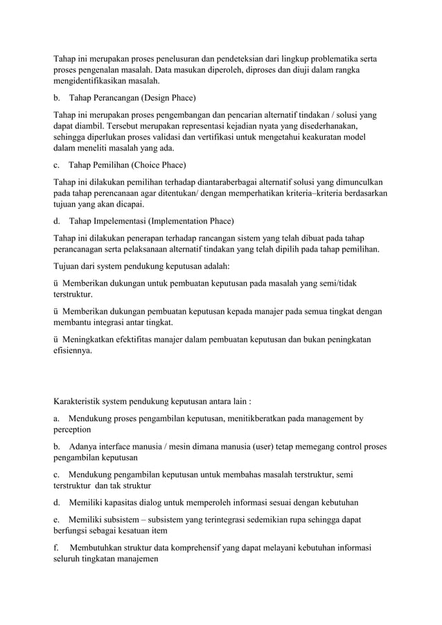 Konsep pengambilan keputusan - Model SPK - SPK Kelompok - Peran SPK ...