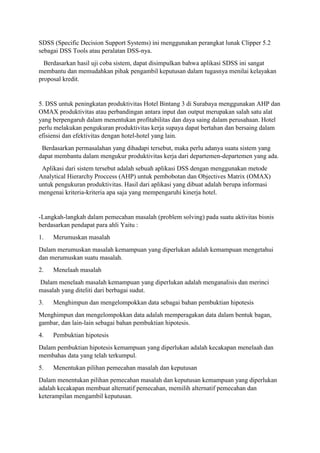 Konsep pengambilan keputusan - Model SPK - SPK Kelompok - Peran SPK dalam pemecahan masalah | PDF