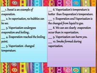 SIM difference between Evaporation and Vaporization | PPT