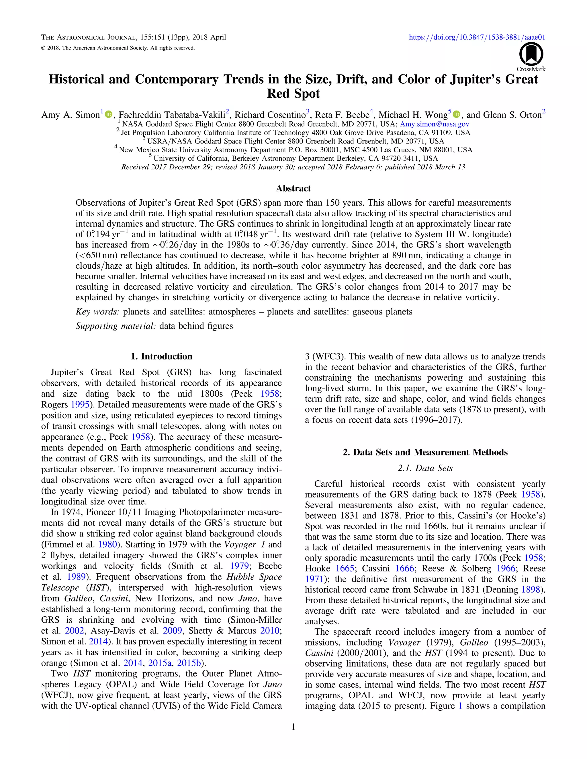 Historical and Contemporary Trends in the Size, Drift, and Color of ...