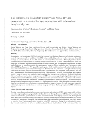 Simon Andrew Whitton, Benjamin Sreenan, Fang Jiang. The contribution of ...