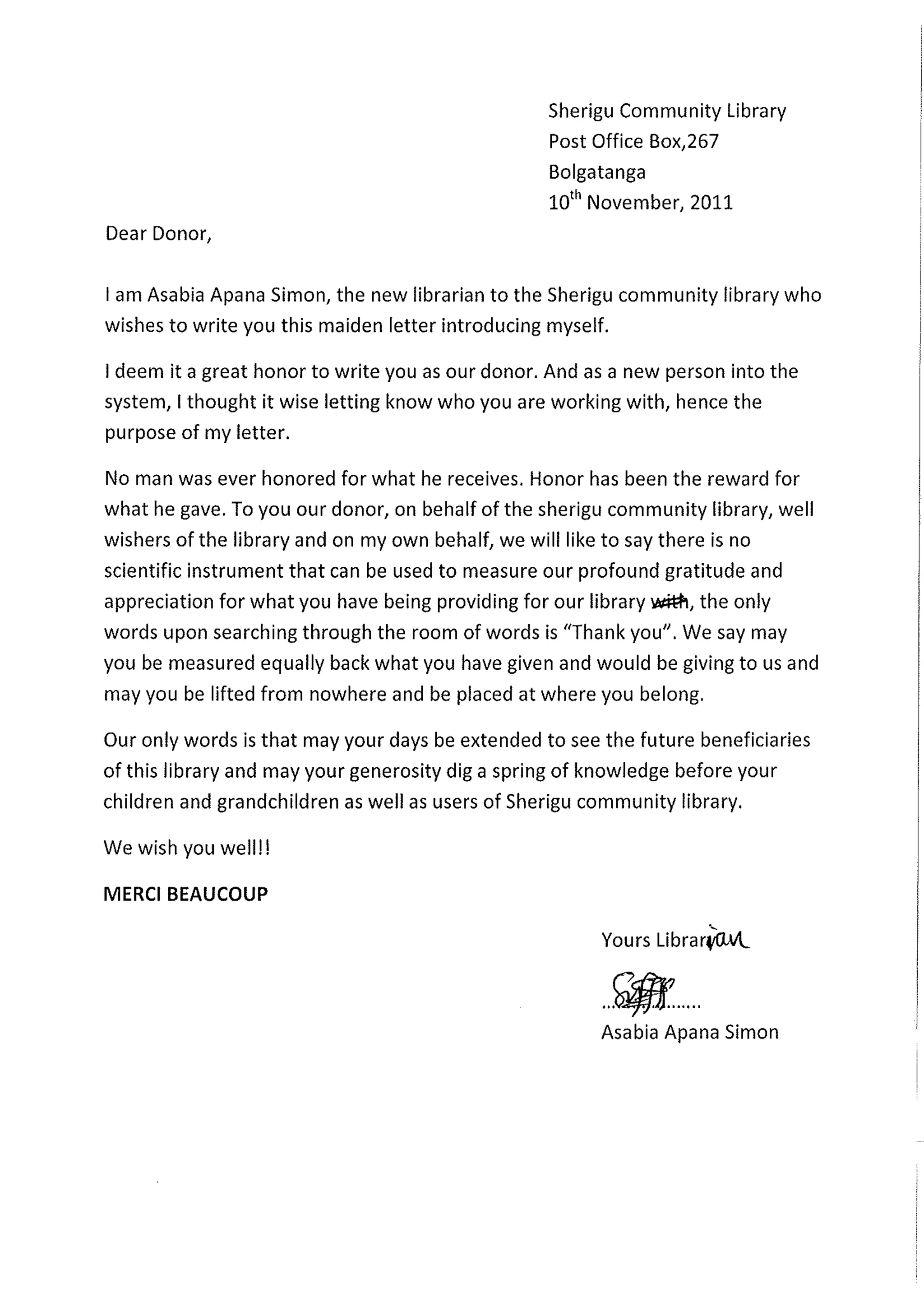 Simon Asabia letter 2011 | PDF