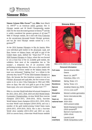 Simone Biles Her Life Story And Life Achievements | PDF