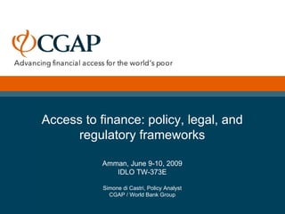 Simone Di Castri CGAP Microfinance Regulation And Supervision ...
