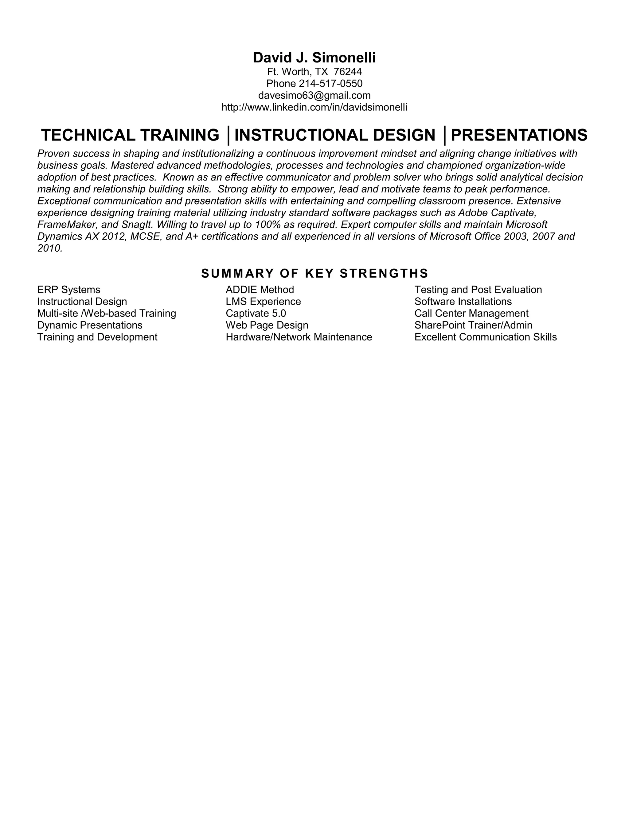 Simonelli resume | DOC