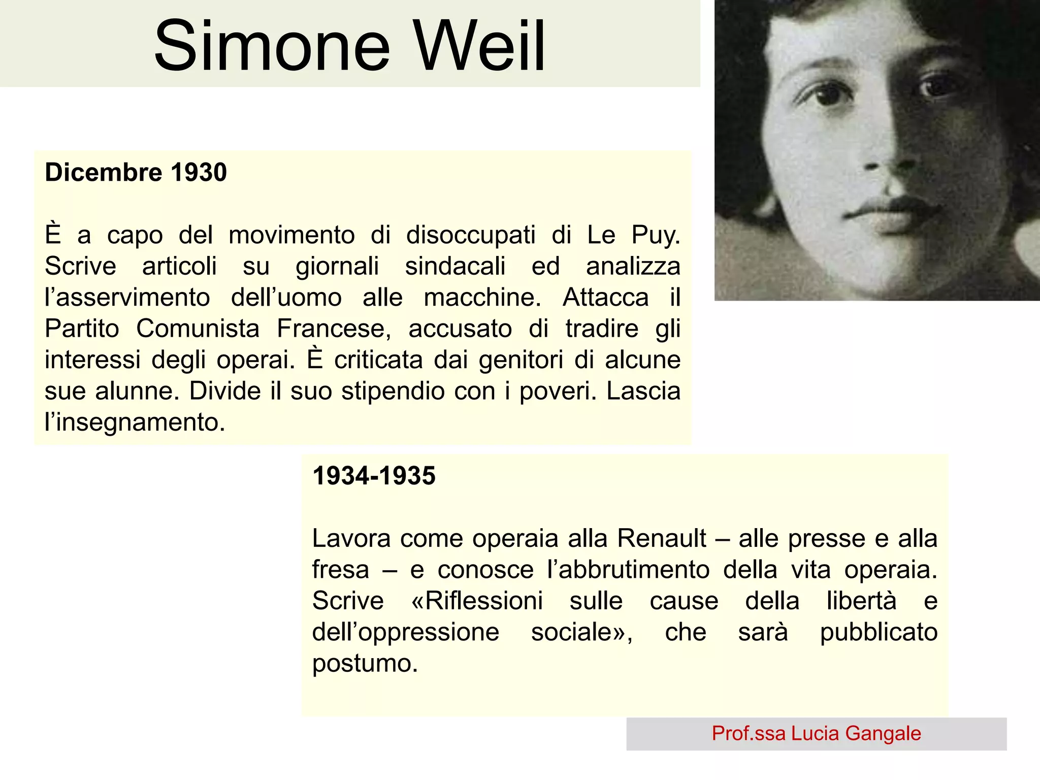 Simone Weil-by Lucia Gangale | PPTX