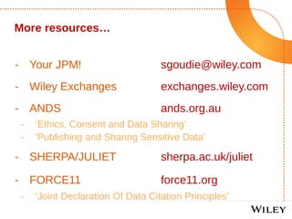 Simon Goudie - Wiley’s Recommendations for Journal Data Policies | PPT