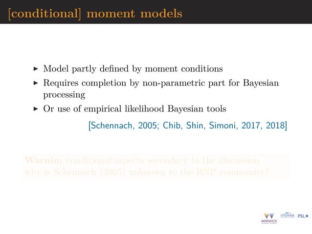 a discussion of Chib, Shin, and Simoni (2017-8) Bayesian moment models ...
