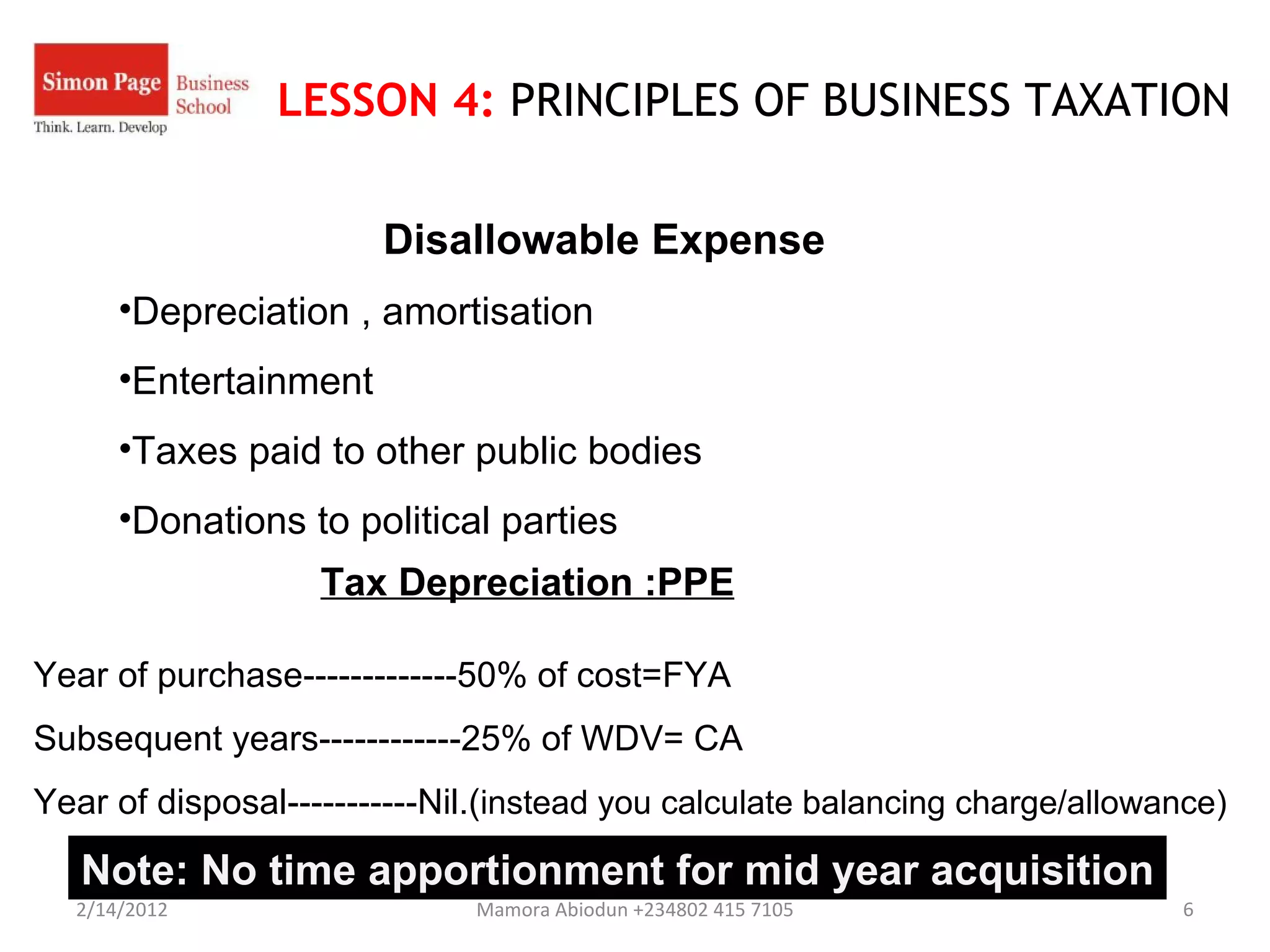 PRINCIPLES OF BUSINESS TAXATION | PPT