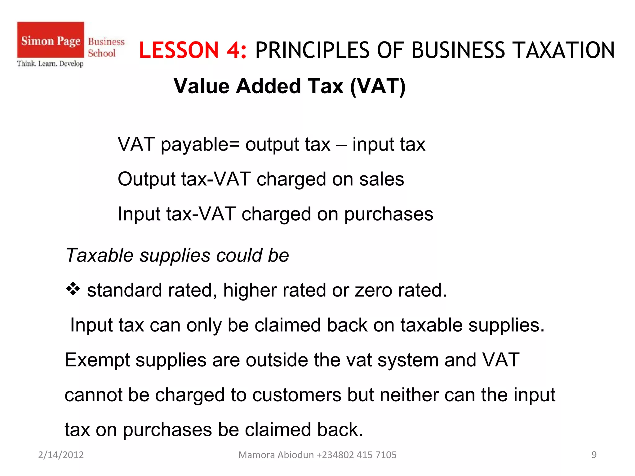 PRINCIPLES OF BUSINESS TAXATION | PPT