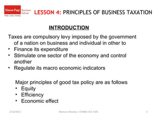 PRINCIPLES OF BUSINESS TAXATION | PPT