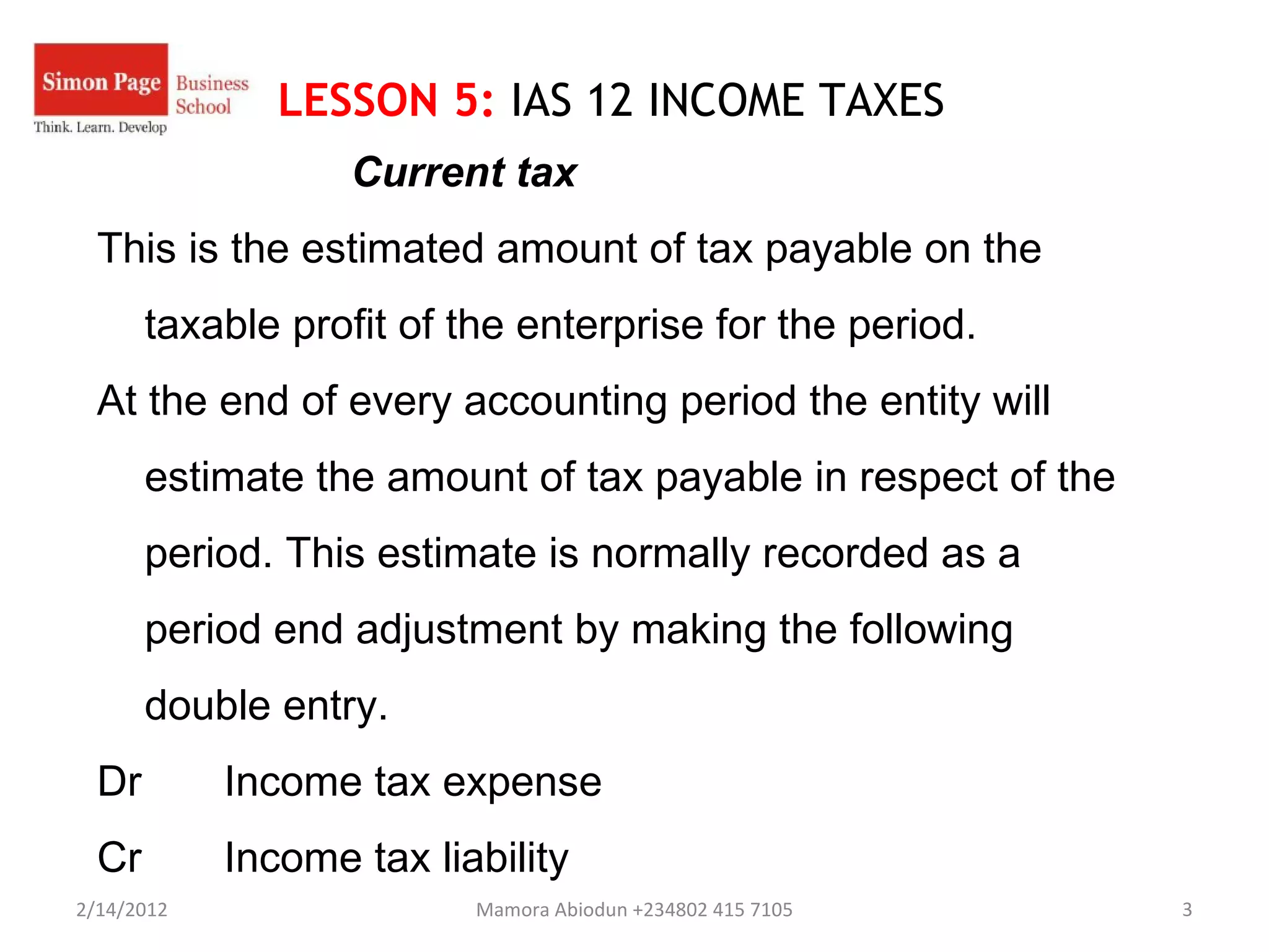 IAS 12 INCOME TAX | PPT