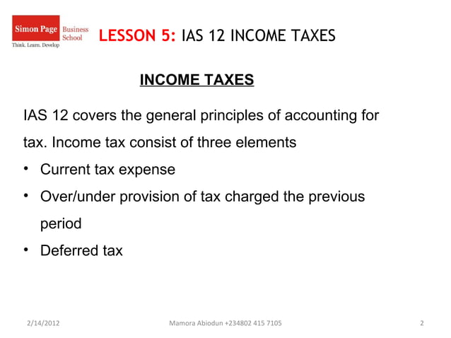 IAS 12 INCOME TAX | PPT | Business Accounting & Finance | Business