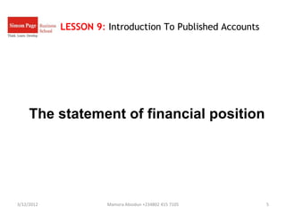 Simon-page Business school: Introduction To Published Accounts | PPT