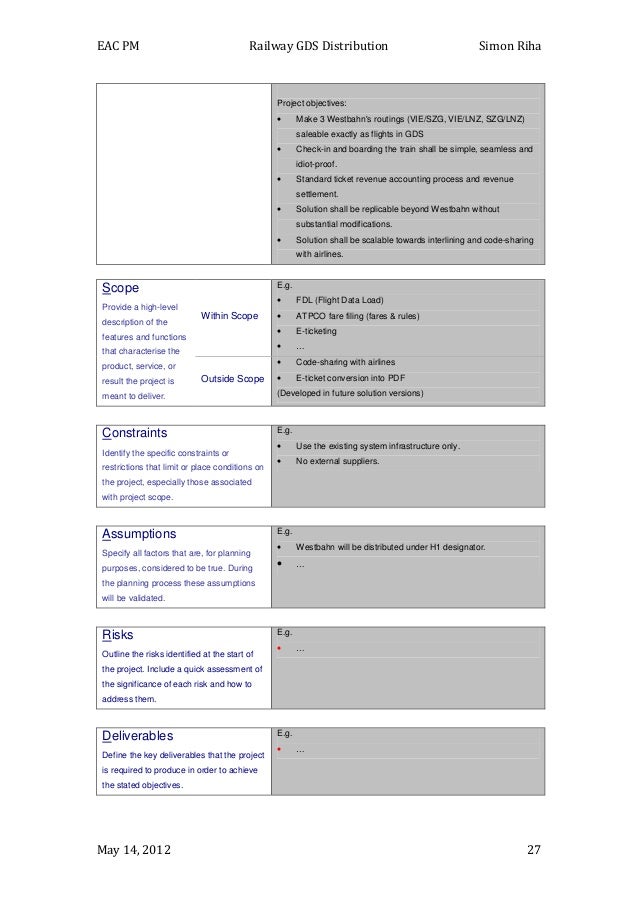 EAC MBA Project Management - Railway GDS Distribution - Westbahn