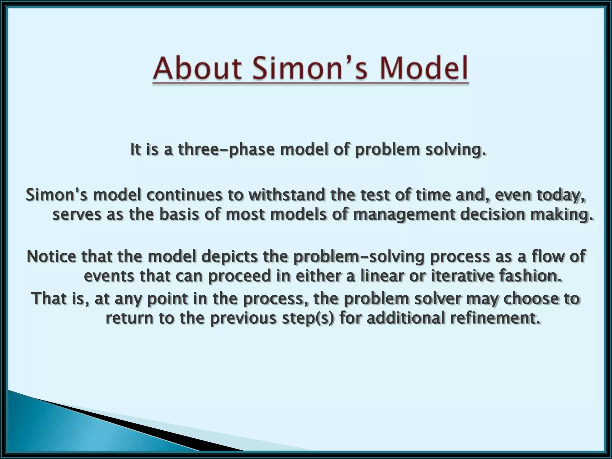 Simon’s model for Decision Making Process | PPTX