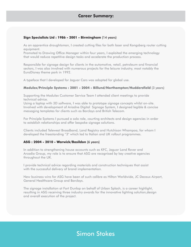 Simon Stokes Career Summary 2010 | PDF