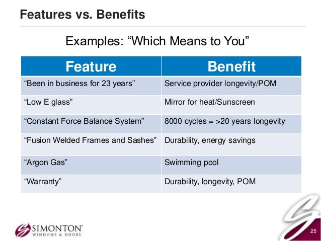 Simonton features vs benefits webinar 3-7-2016