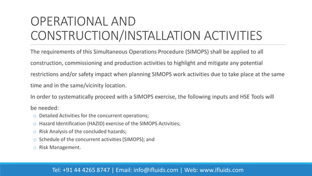 SIMULTANEOUS OPERATIONS (SIMOPS) STUDY - IFLUIDS ENGINEERING | PDF ...