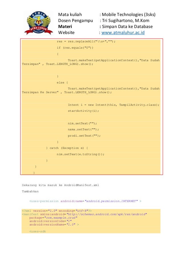 Simpan Data Ke Database