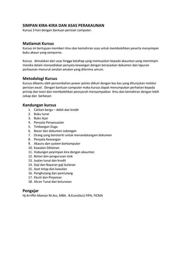 Simpan kira dan Asas Perakaunan | DOCX