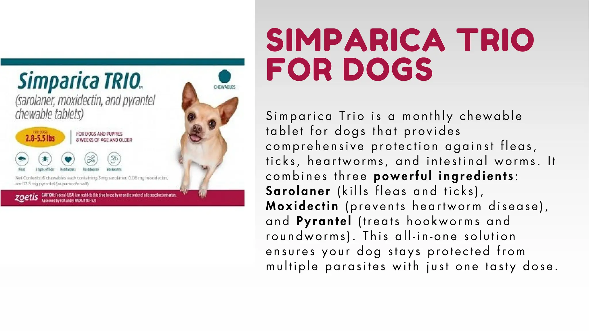 Simparica Trio for Dogs - Flea, Tick, Heartworm, and Worm Protection | PPT