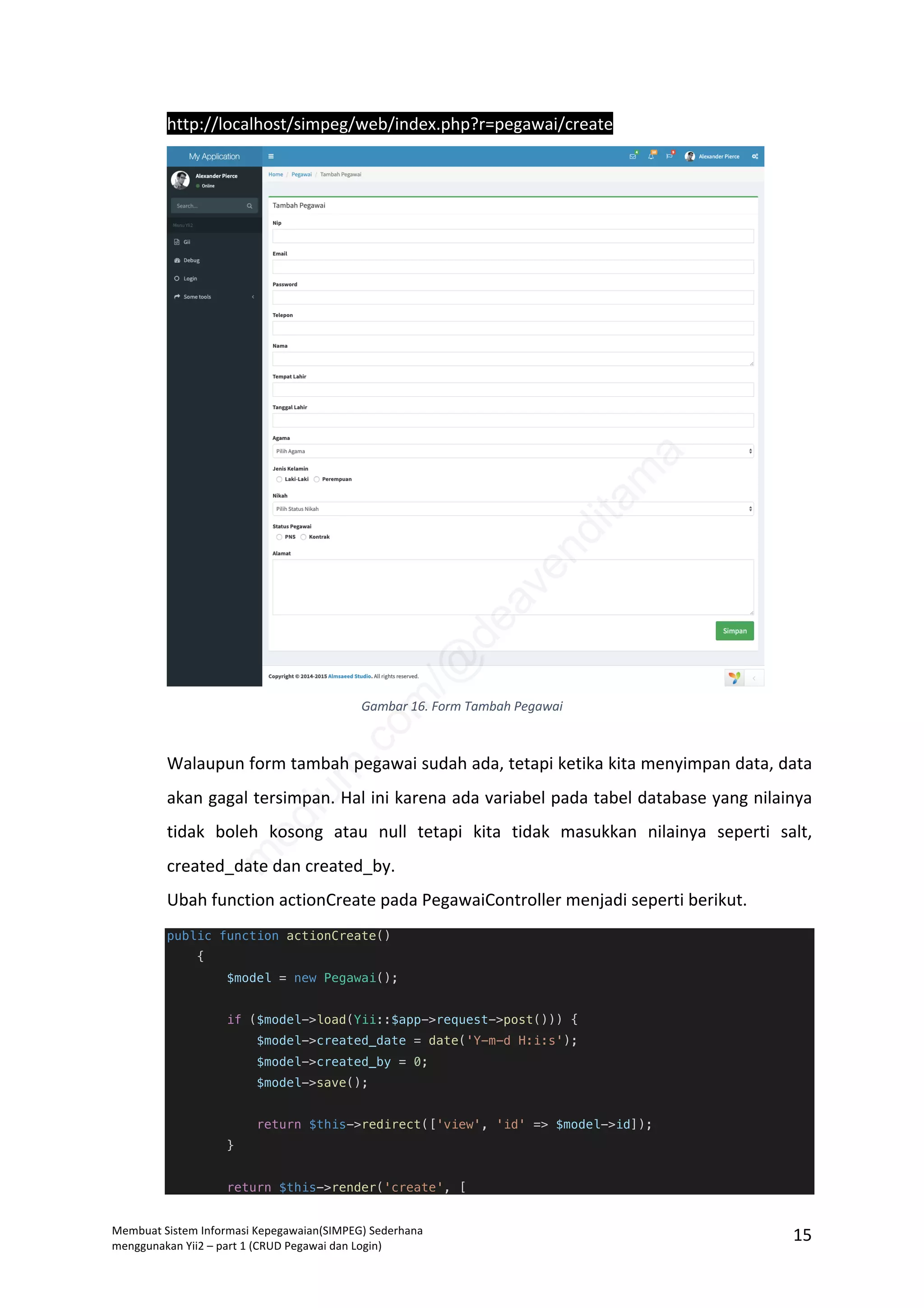 Membuat Sistem Informasi Kepegawaian (SIMPEG) sederhana menggunakan yii2 (Part 1 CRUD dan Login ...