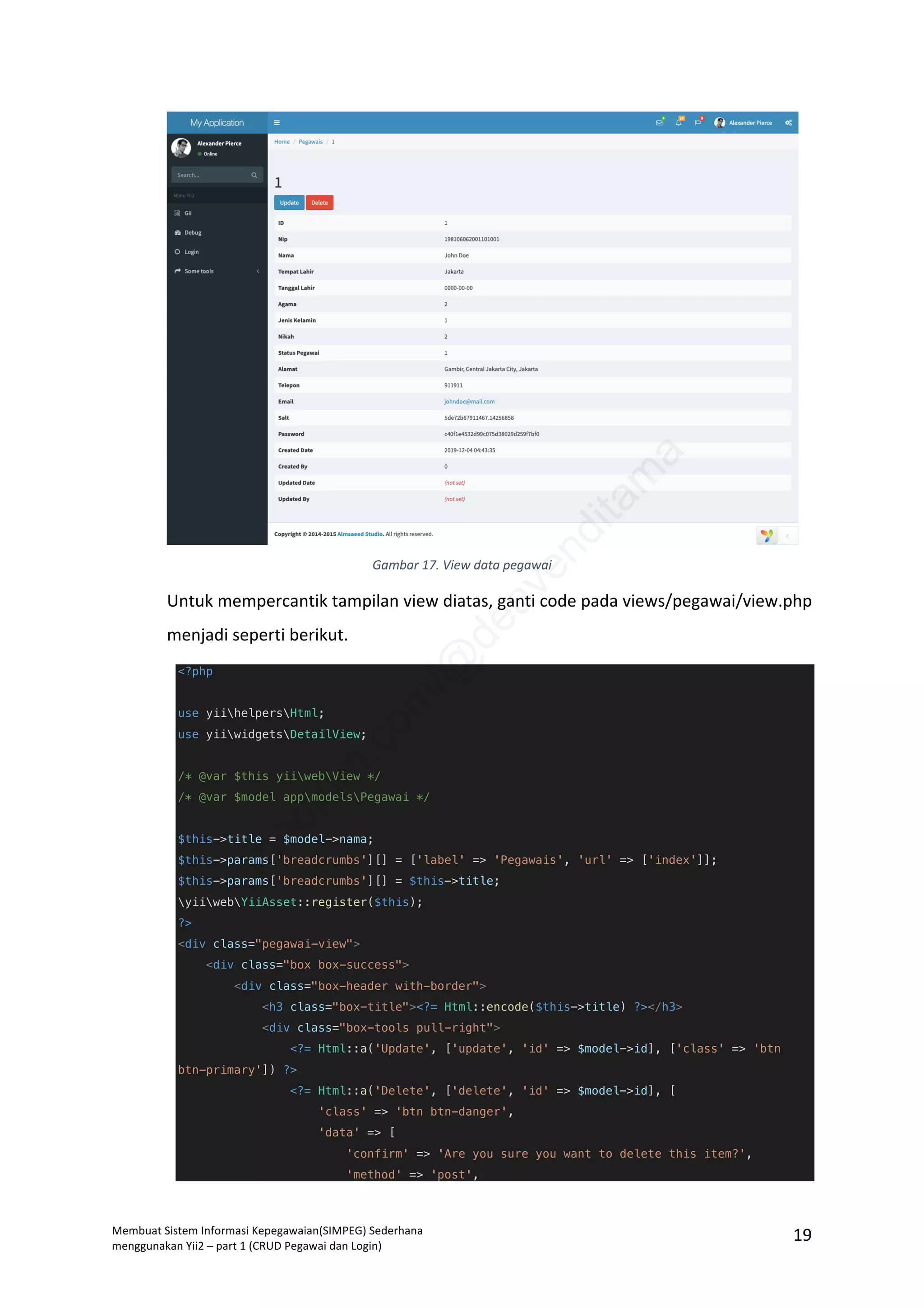Membuat Sistem Informasi Kepegawaian (SIMPEG) sederhana menggunakan yii2 (Part 1 CRUD dan Login ...