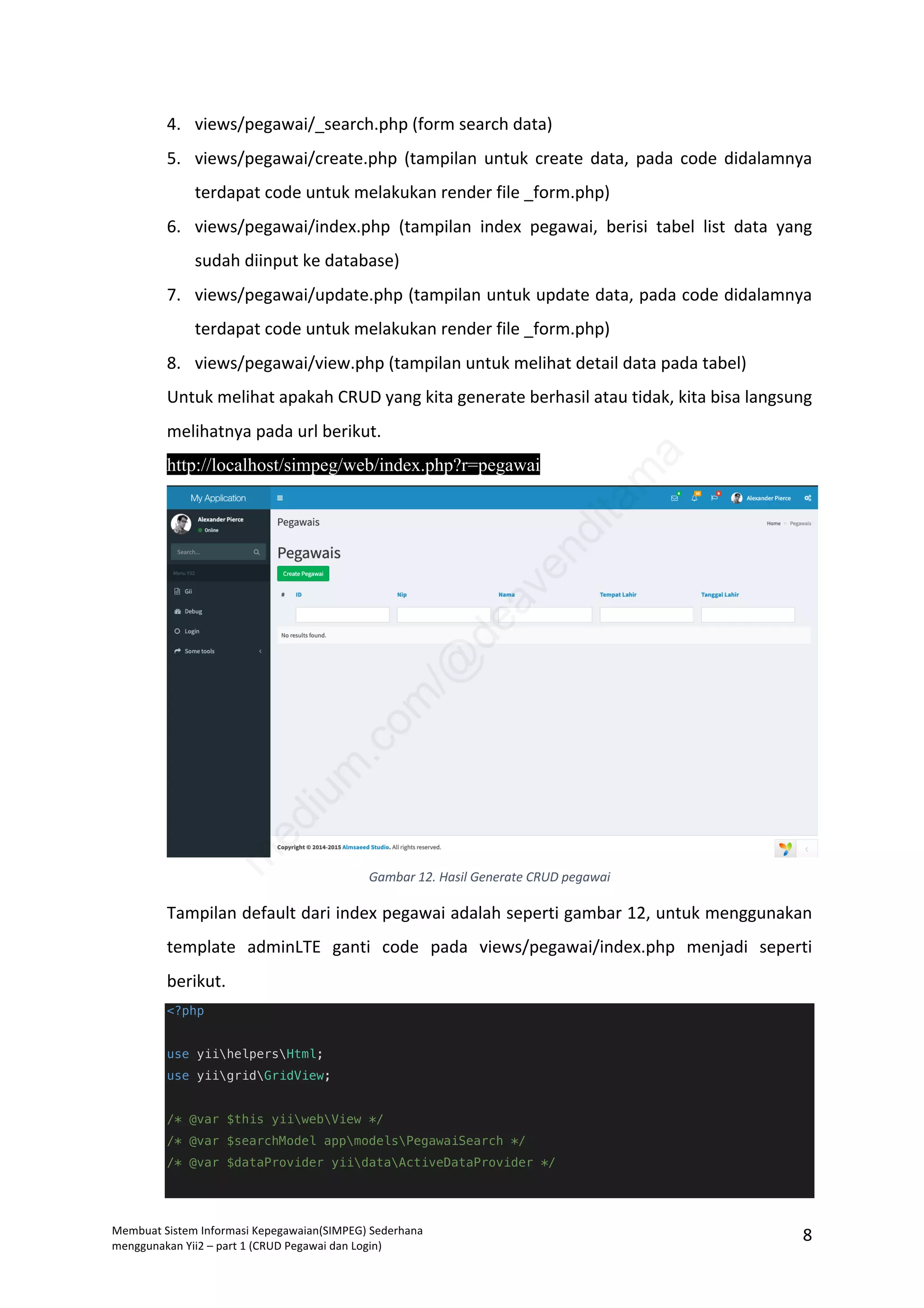 Membuat Sistem Informasi Kepegawaian (SIMPEG) sederhana menggunakan yii2 (Part 1 CRUD dan Login ...