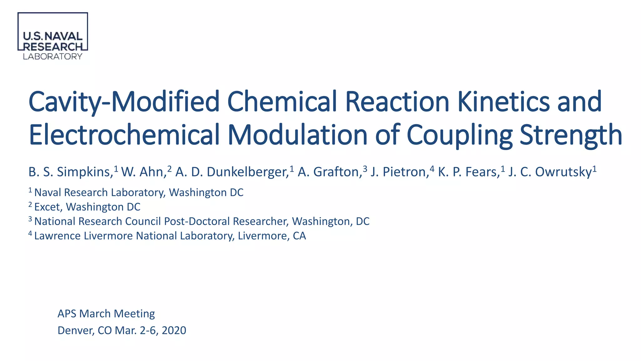 Simpkins strong vibrational coupling - aps mar 2020 | PPTX