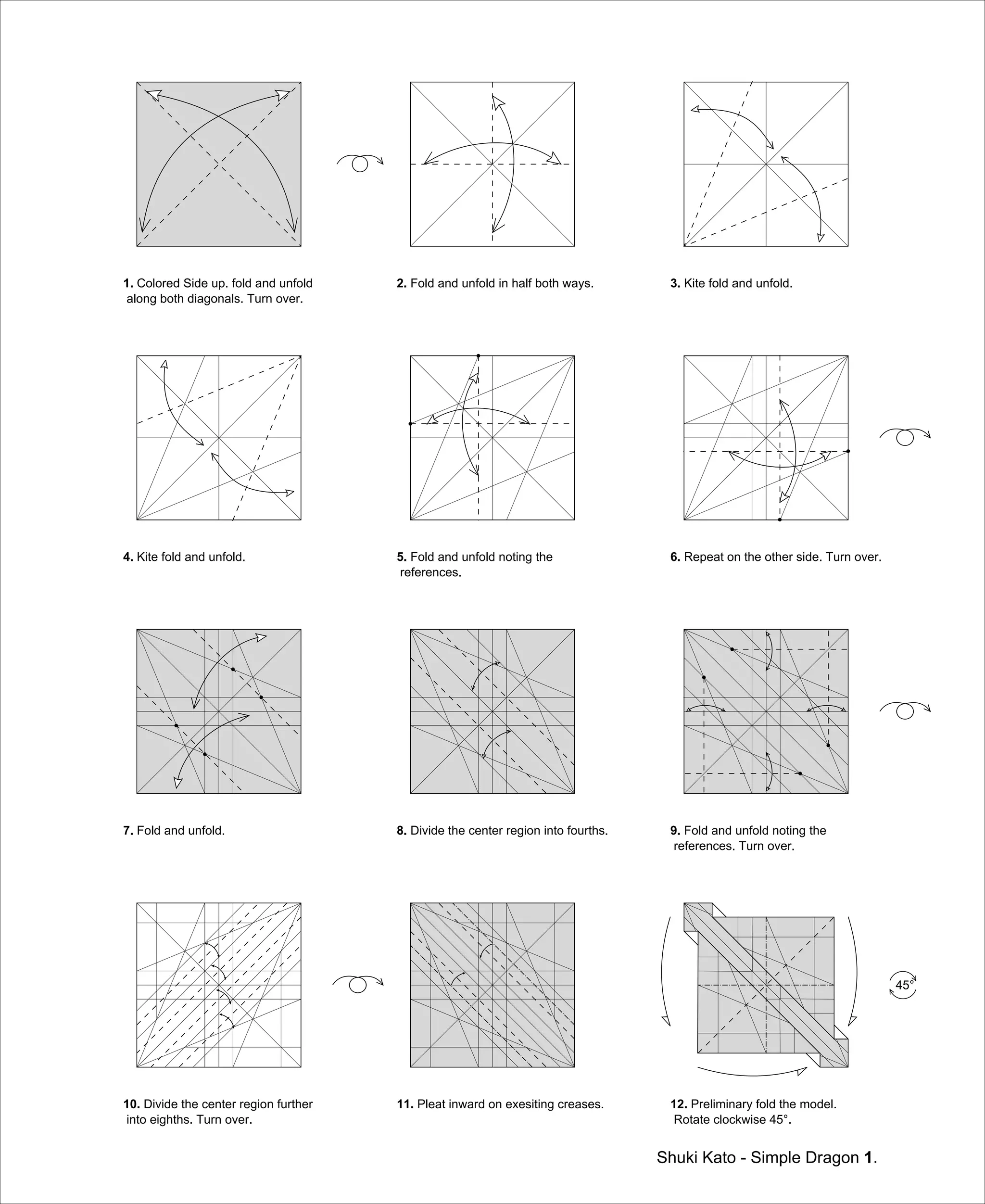Origami Simple Dragon Shuki Kato Diagram How To Make A Traditional