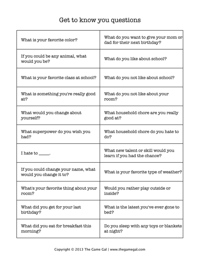 Simple get-to-know-you-questions | PDF | Family and Relationships