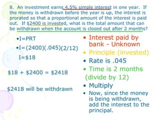 Simple interest | PPT | Stocks and Bonds | Personal Investing
