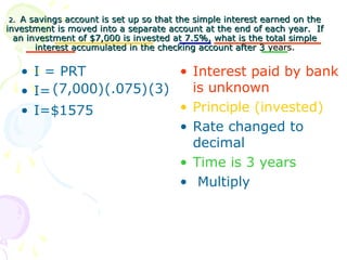 Simple interest | PPT | Stocks and Bonds | Personal Investing