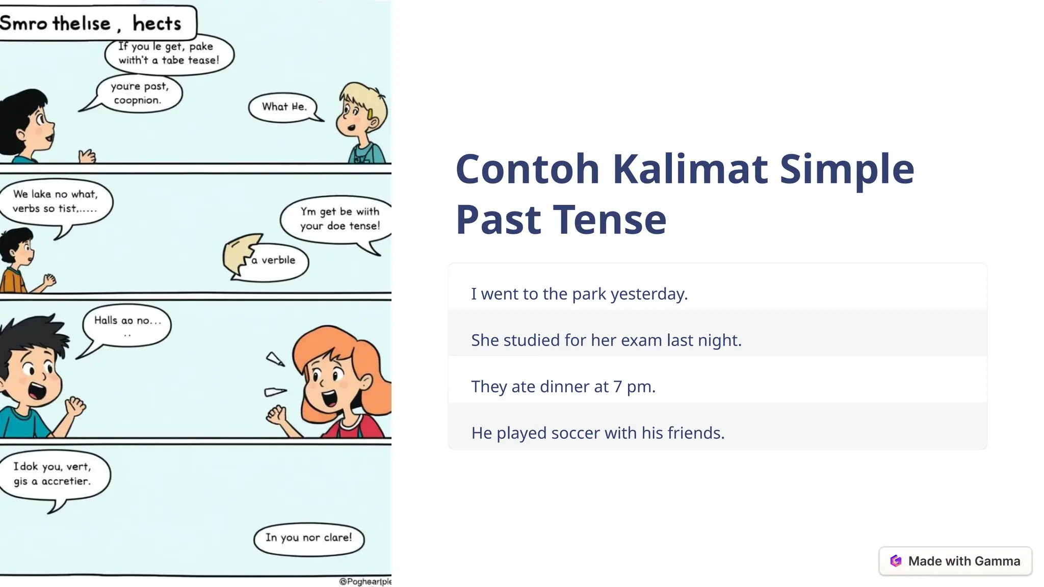 Materi simple past tense untuk anak sekolah | PPT