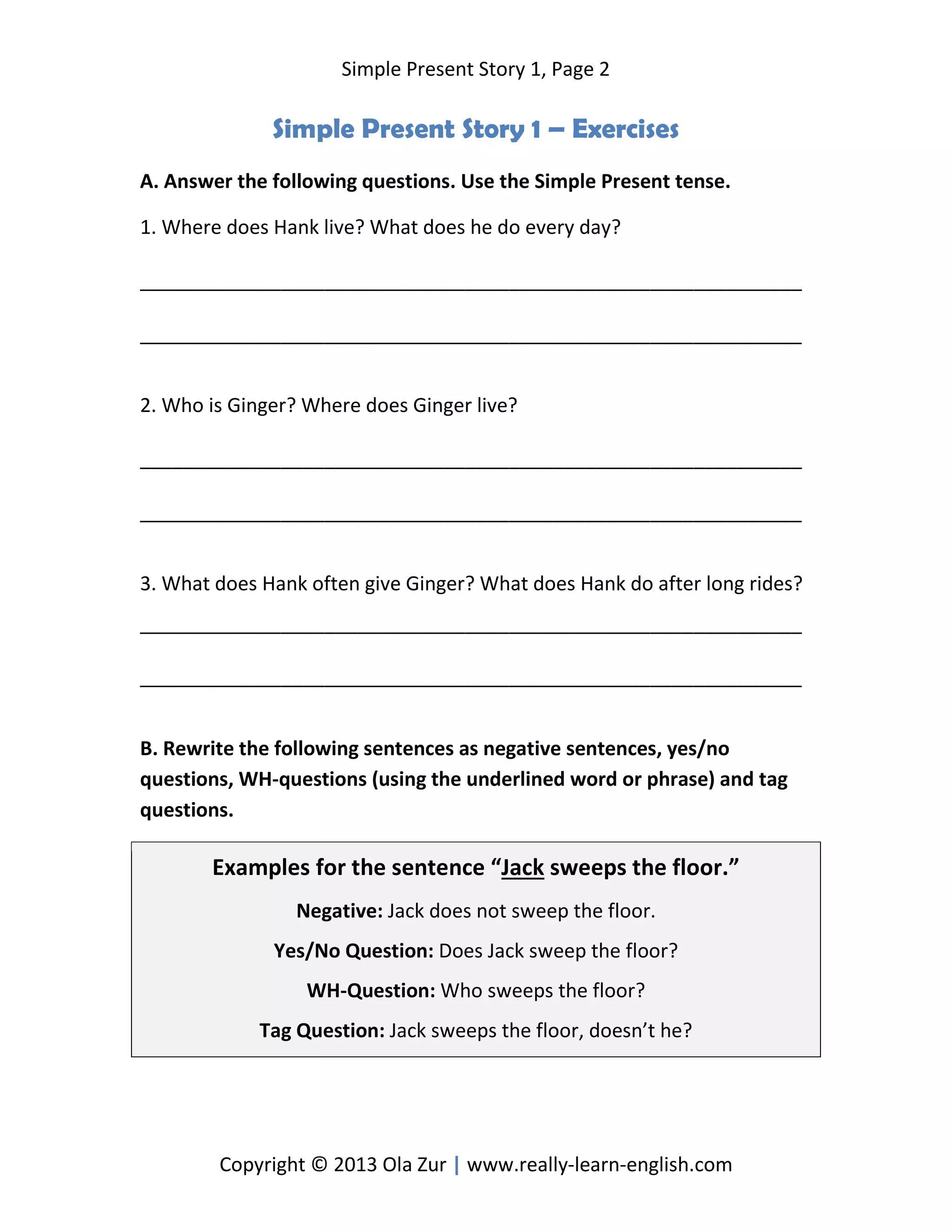 Simple present-story-1 | PDF