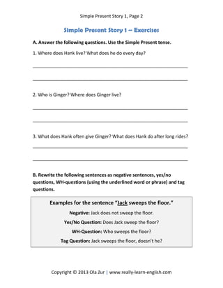 Simple present-story-1 | PDF