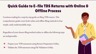 Easy Method for Filing Online and Offline TDS Returns | PDF