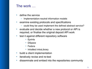 Simple Web service Offering Repository Deposit (SWORD)‏ | PPT