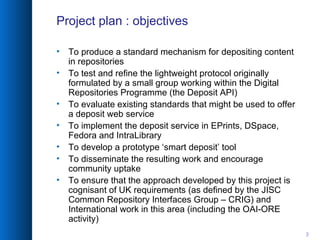 Simple Web service Offering Repository Deposit (SWORD)‏ | PPT