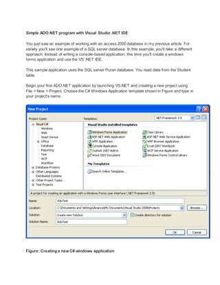Simple ado program by visual studio | DOCX | Databases | Computer Software and Applications